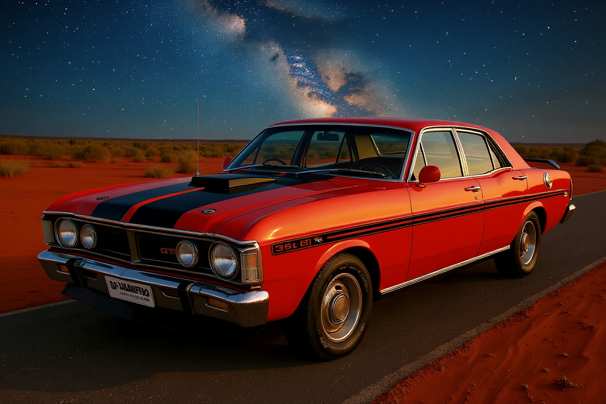 FLUX prompt: The XY Ford Falcon: A Tribute Story Tri...