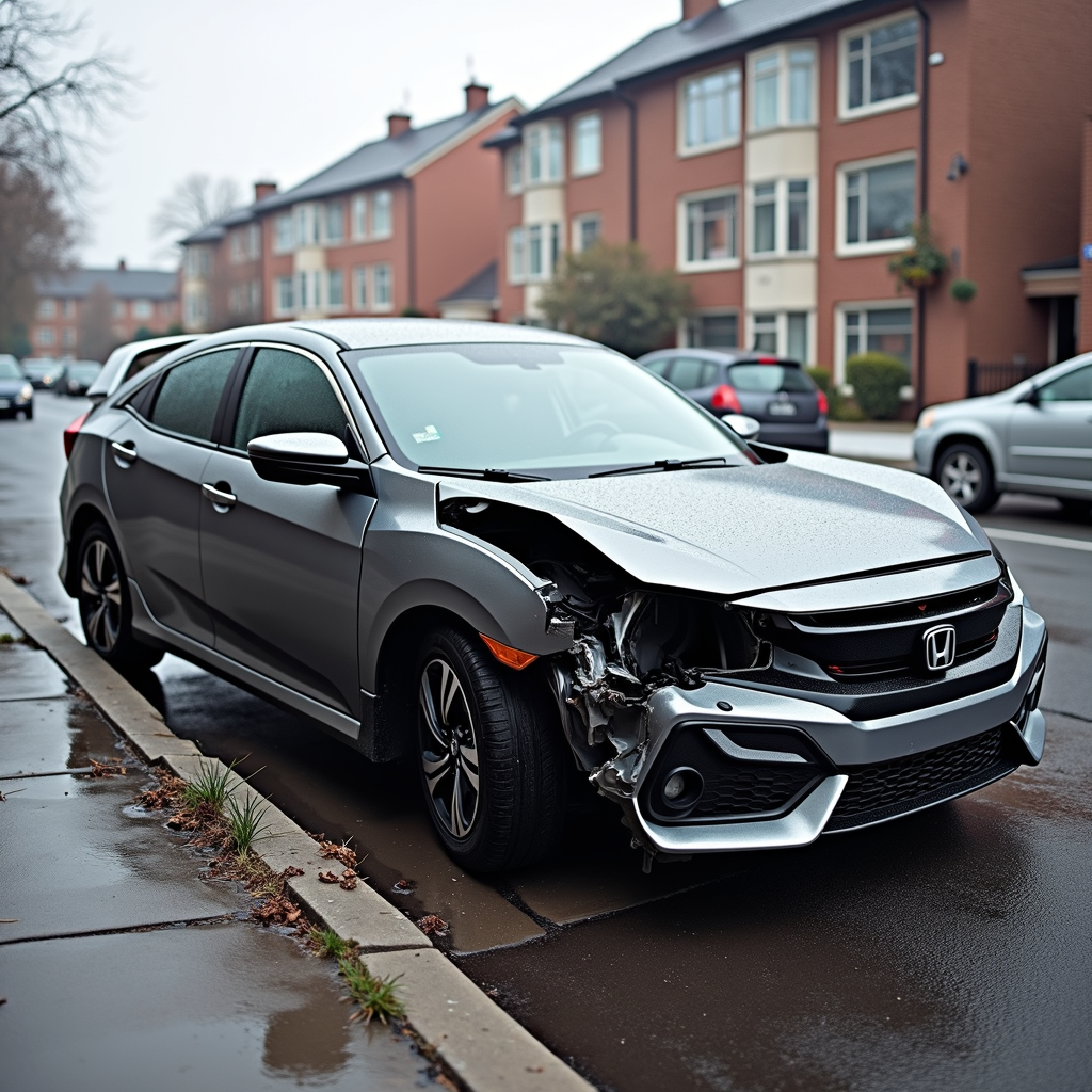 FLUX prompt: A photo of a honda civic in a car accident.
