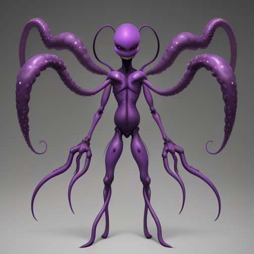 DreamShaper prompt: Alien male with purple skin, antennas...