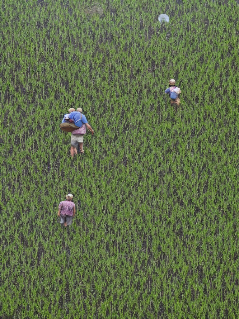 Stable Diffusion prompt: Old farmer, carrying flat load,