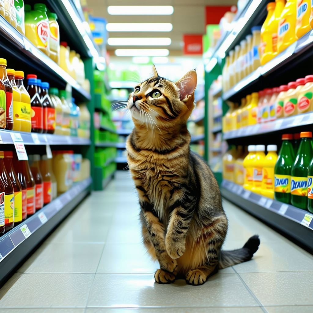 Stable Diffusion prompt: a cat on two hind legs goes to t...