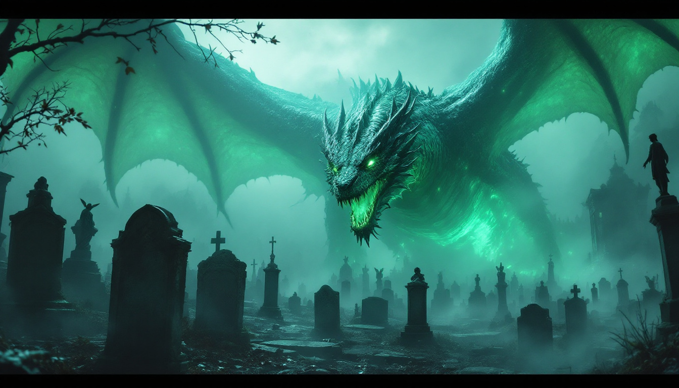 FLUX prompt: A colossal dragon with shimmering emerald sc...