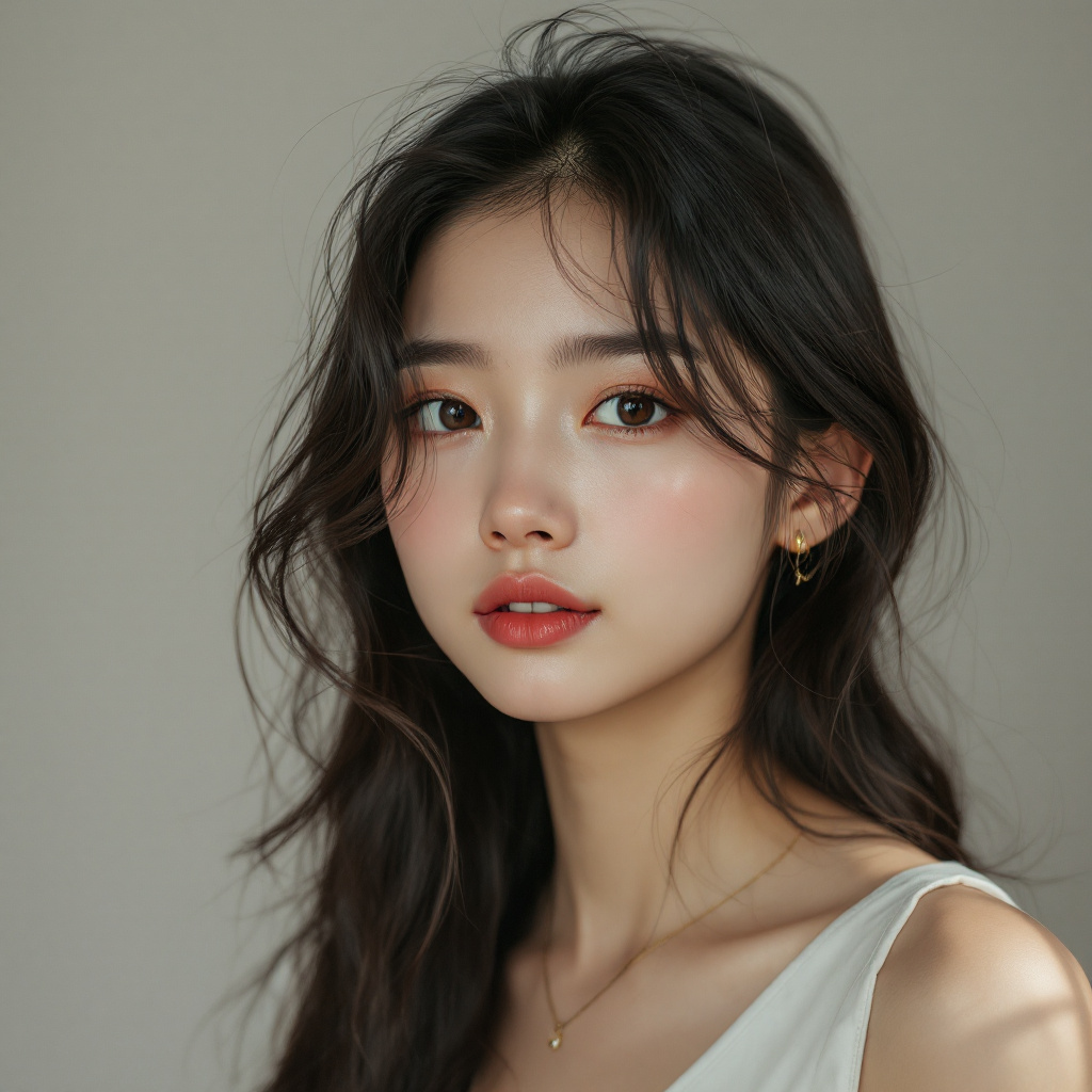 FLUX prompt: portrait of a girl, asian appearance, head f...