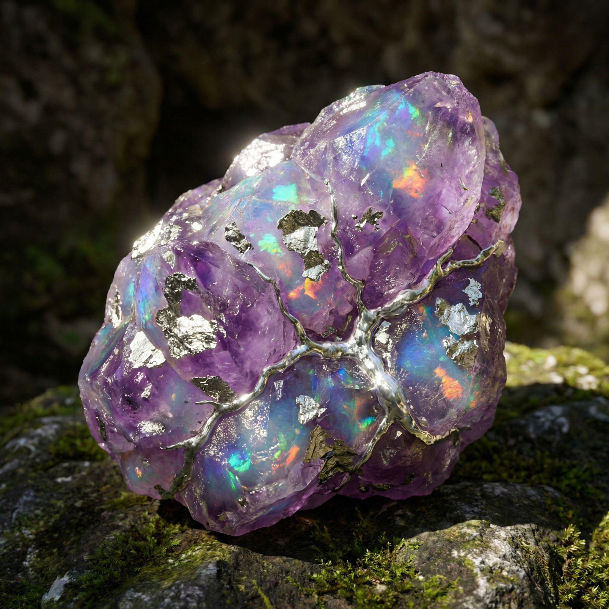 Nano Banana prompt: A purple crystal with a opal shine an...