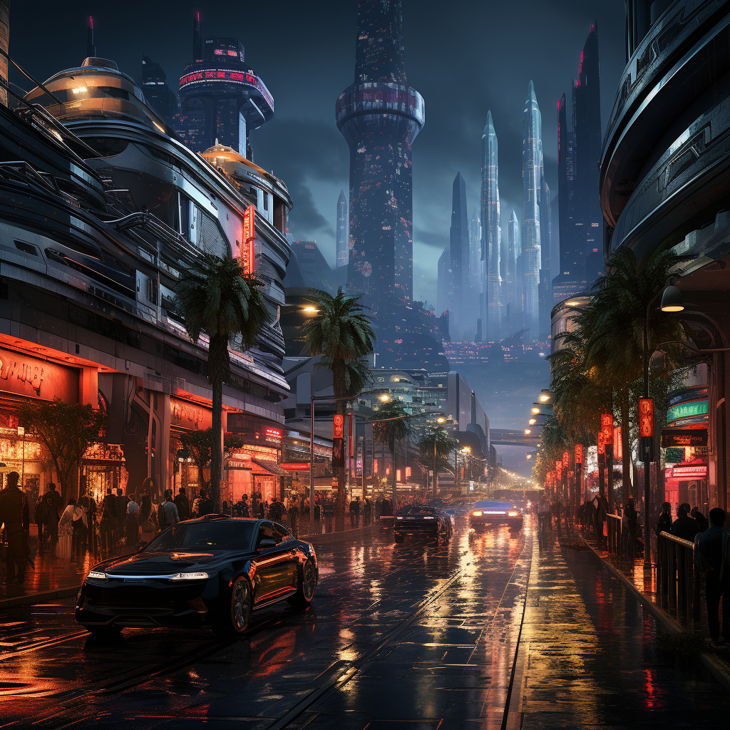 Midjourney prompt: Futuristic Los Angeles, highly detaile...