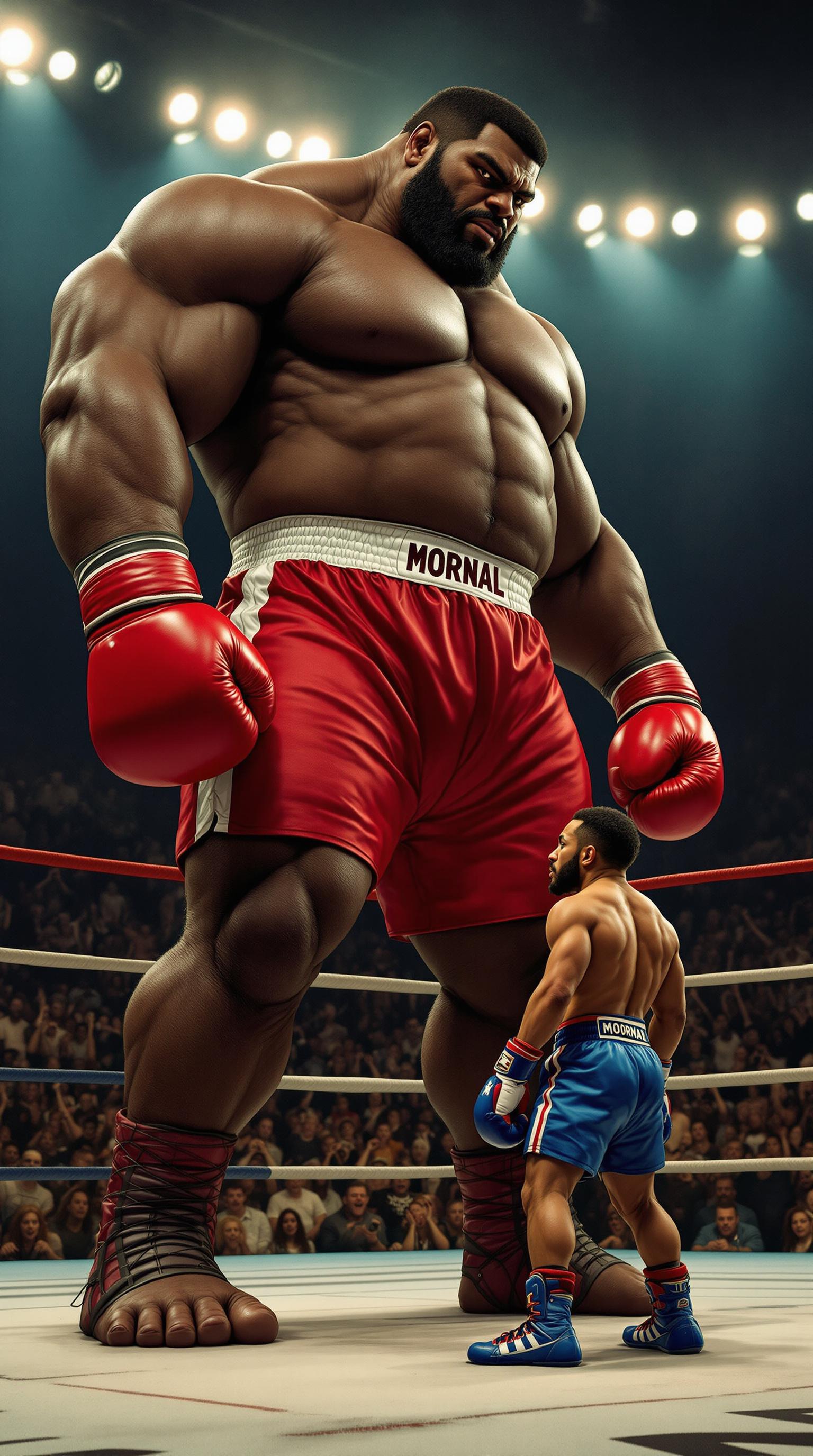 FLUX prompt: “An unusual scene unfolds in the boxing ri...