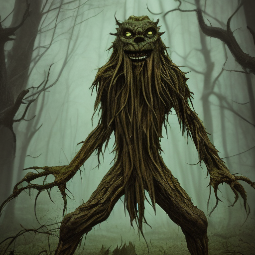 Openjourney prompt: Monster of dark, creature made of woo...