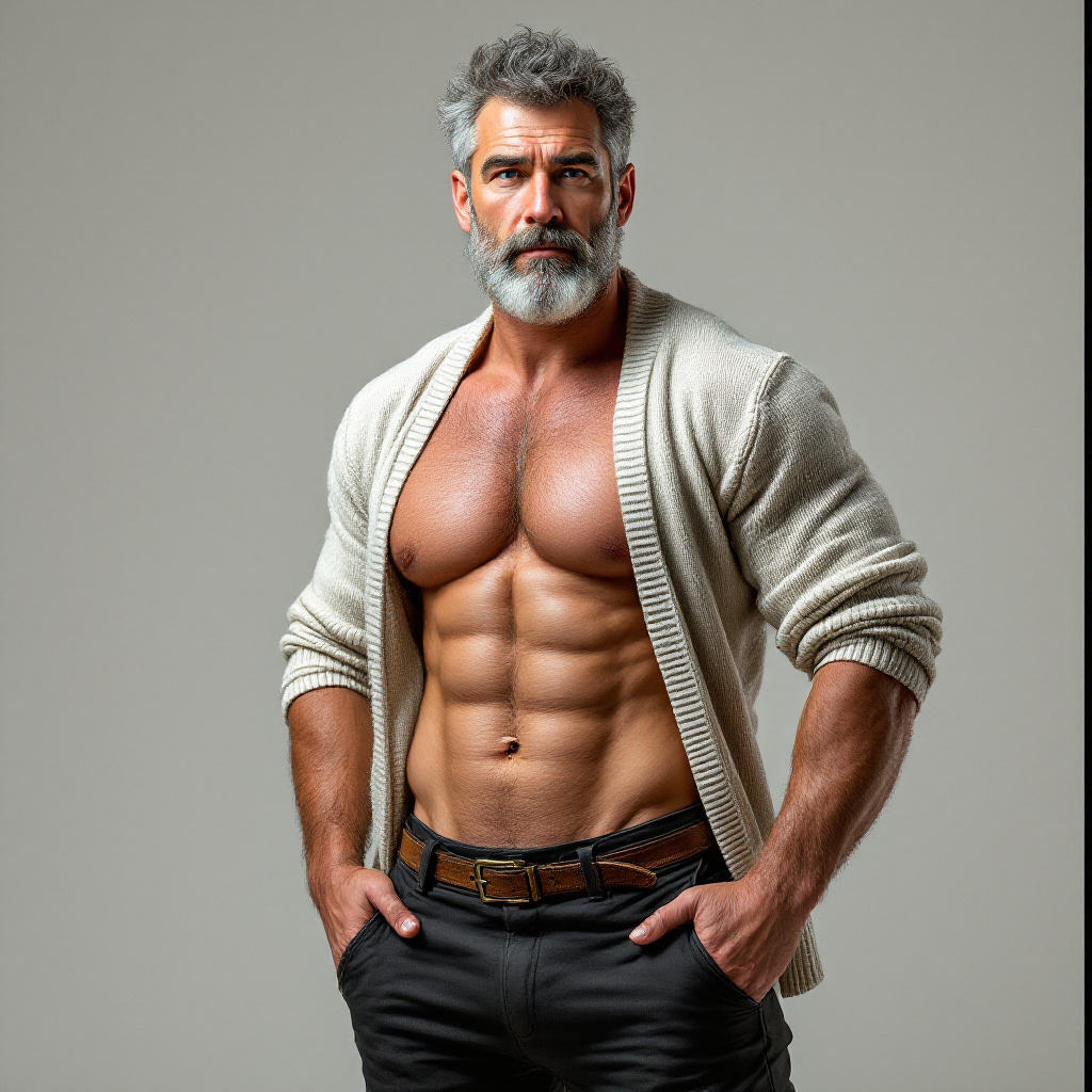 FLUX prompt: full body, six pak abs, medium muscular, lar...