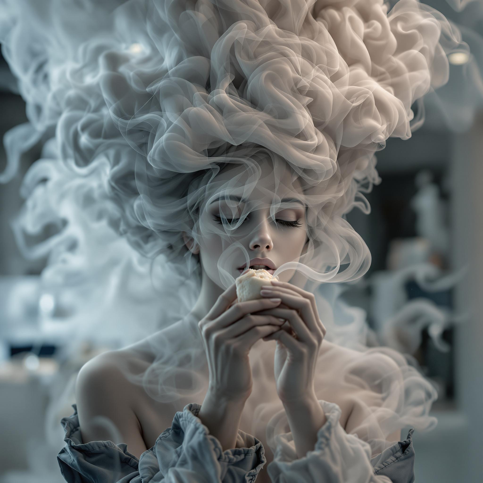 FLUX prompt: The image features a smoke-like representati...