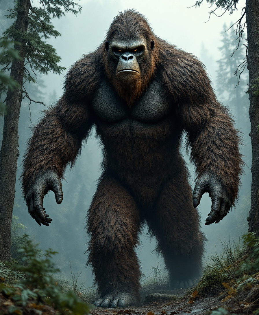 FLUX prompt: Sasquatch, also known as Bigfoot, is often d...