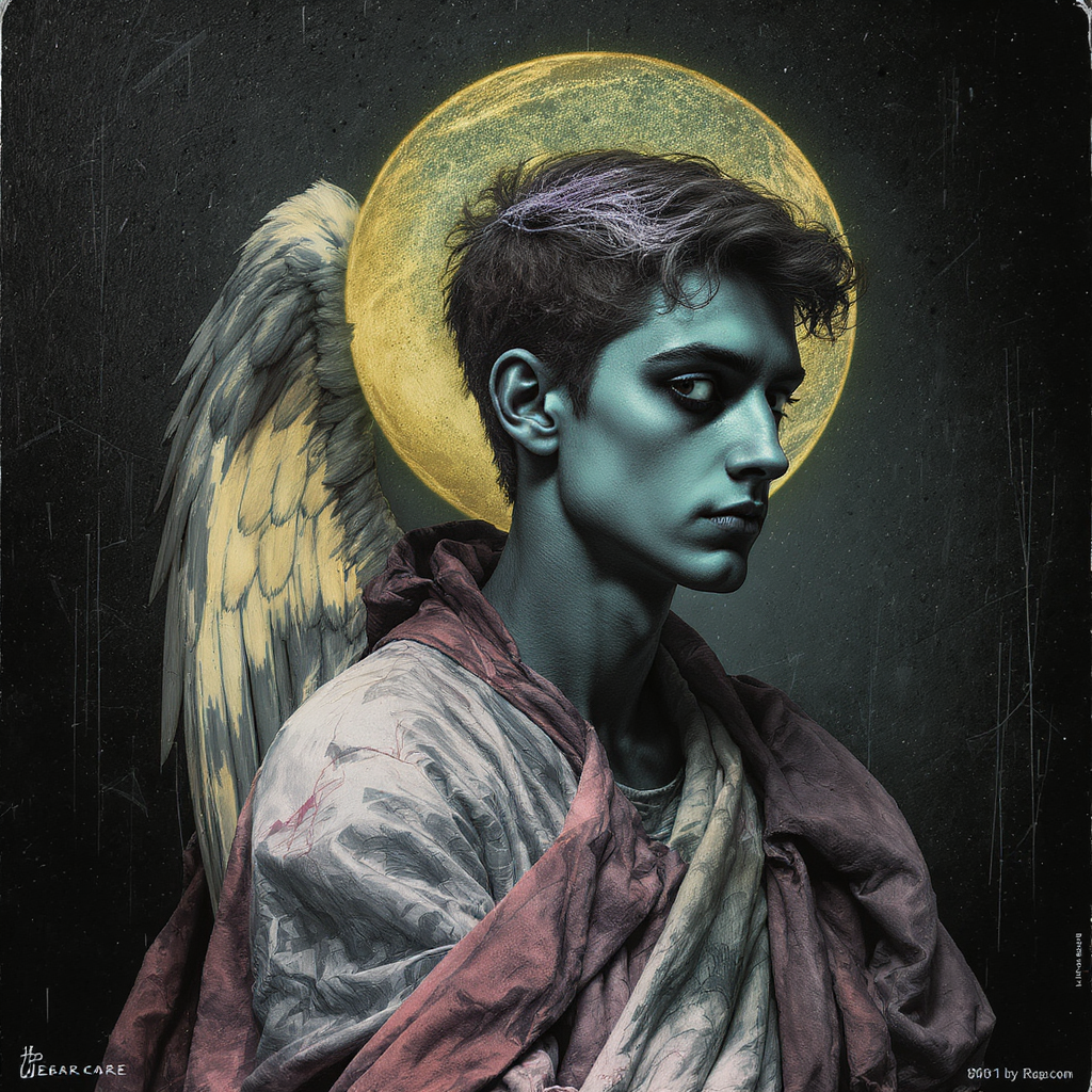 FLUX prompt: 18 year old young man in the shape of an ang...