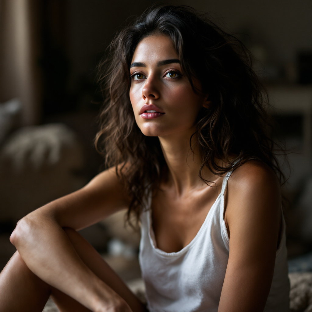 FLUX prompt: This is a photograph of a woman in a moment ...
