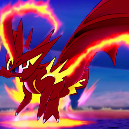Stable Diffusion prompt: A new type of fire dragon Pokemo...
