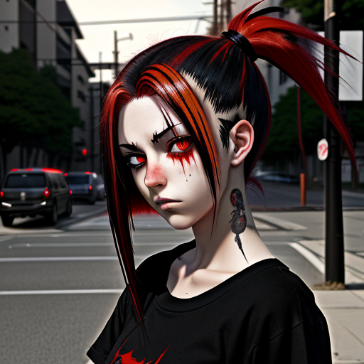 DreamShaper prompt: front view anime beautiful emo girl i...