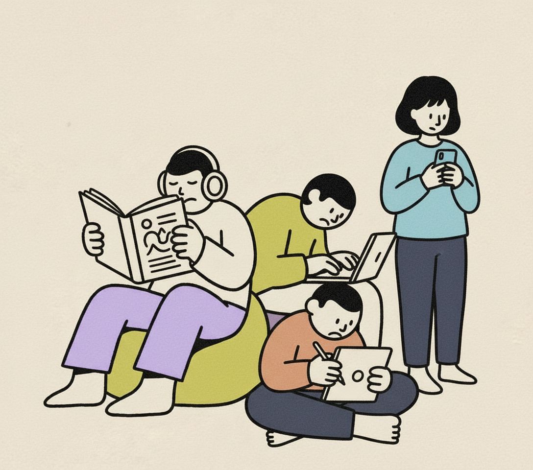 Nano Banana prompt: various characters only. No furniture...