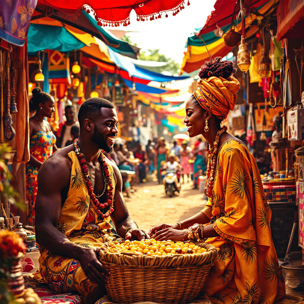 FLUX prompt: African traditional wedding with vibrant sta...