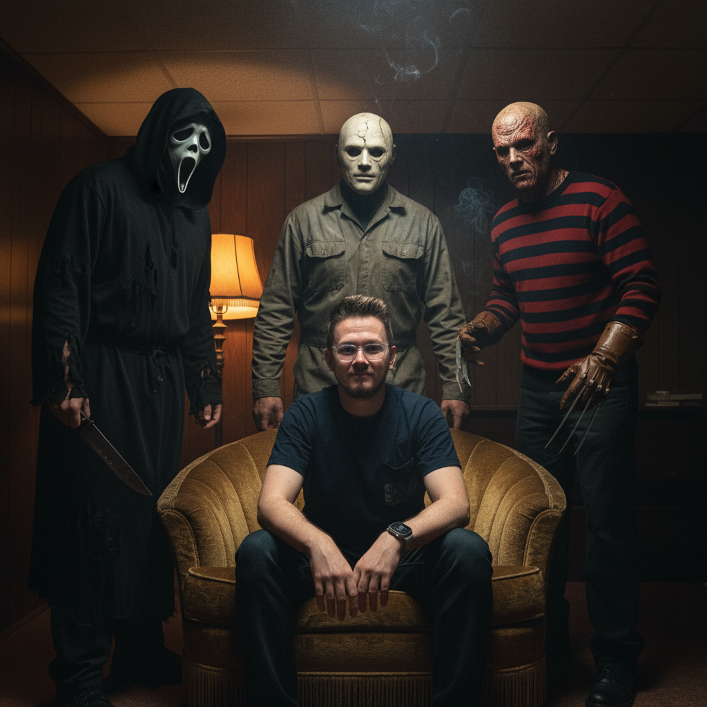 Nano Banana prompt: { "title": "Retro_Basement_Slasher...