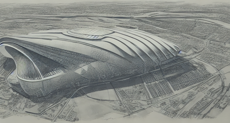 Stable Diffusion prompt: hand drawn aerial perspective of...