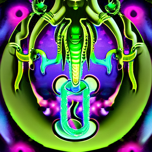 Stable Diffusion prompt: Cthulhu in Japanese style, purpl...