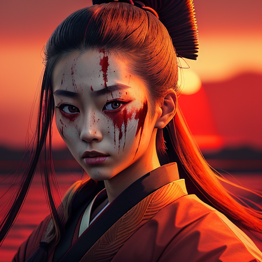 DreamShaper prompt: A portrait of a female Samurai, long ...