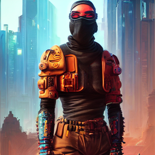 Stable Diffusion prompt: cyberpunk ninja from 2077, highl...