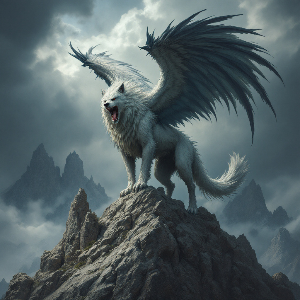 FLUX prompt: The image depicts a powerful hybrid creature...