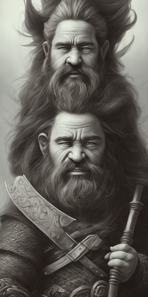 Openjourney prompt: dwarf, male, massive weapon, portrait...