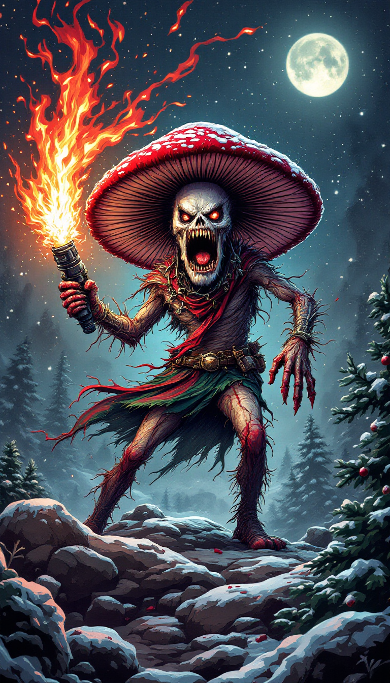 FLUX prompt: "flawless vector christmas horror art on the...