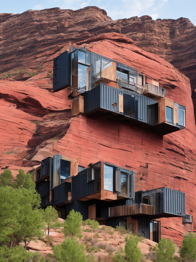 Openjourney prompt: shipping container architectural home...