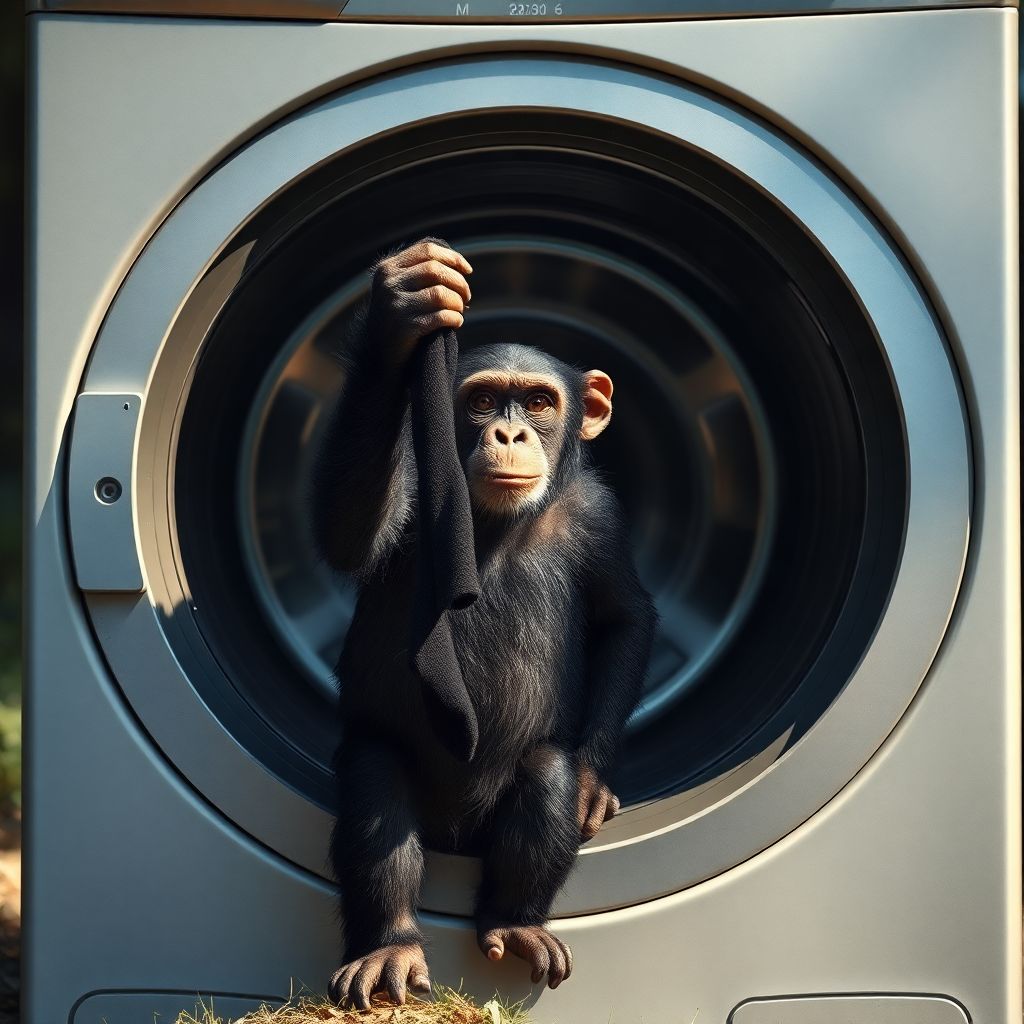 FLUX prompt: Hyper-realistic image of a chimpanzee standi...