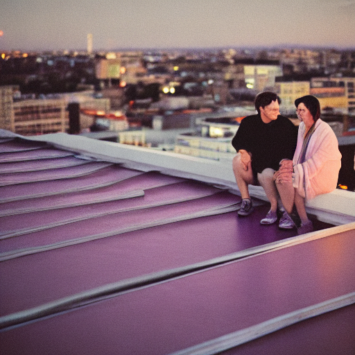 Stable Diffusion prompt: film photograph of a couple watc...