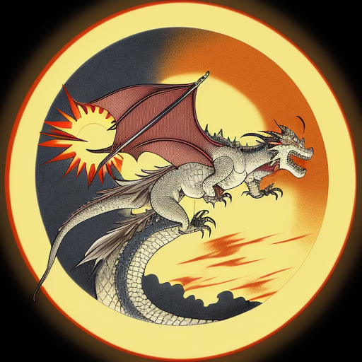 DreamShaper prompt: a japanese dragon flying to the sun i...