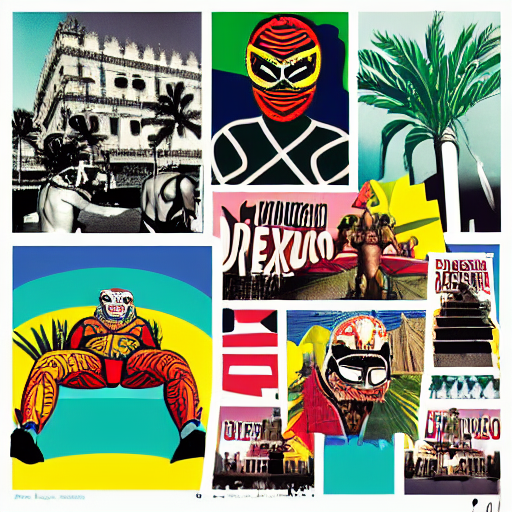 Stable Diffusion prompt: Mexico travel poster, lucha libr...