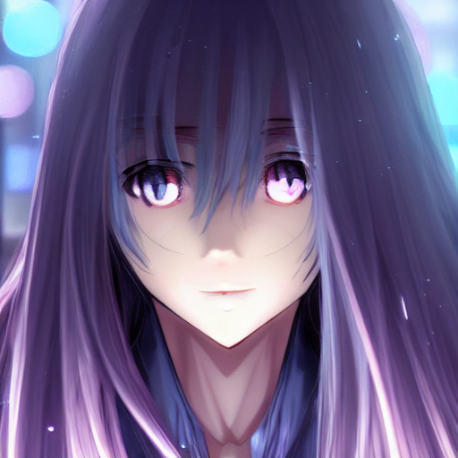 Stable Diffusion prompt: anime, girl, on night street, fo...