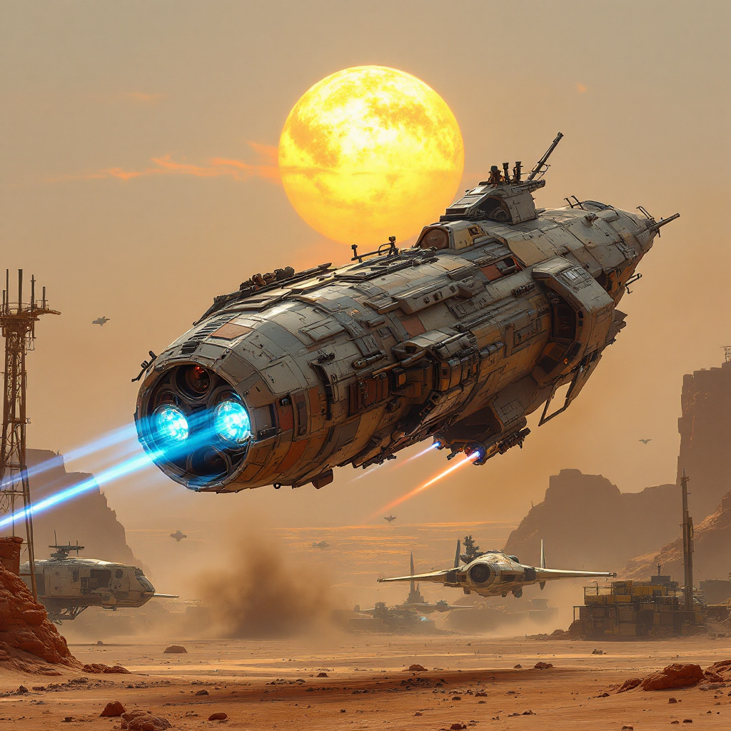 FLUX prompt: "A hyper-detailed scene of a rugged, Star Wa...