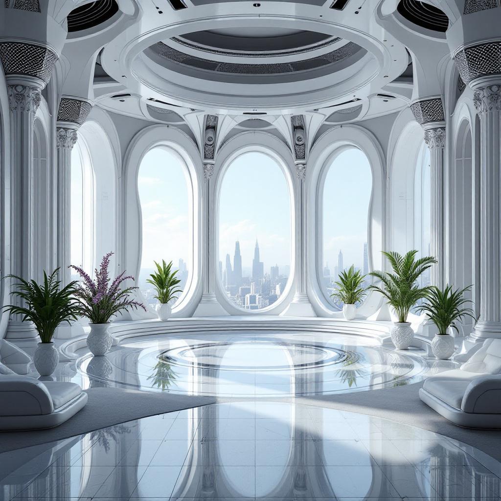 FLUX prompt: Create a grand, futuristic interior of a lux...
