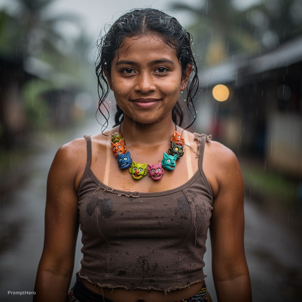 Hero prompt: Generate a rainy photograph of an 21 year ol...