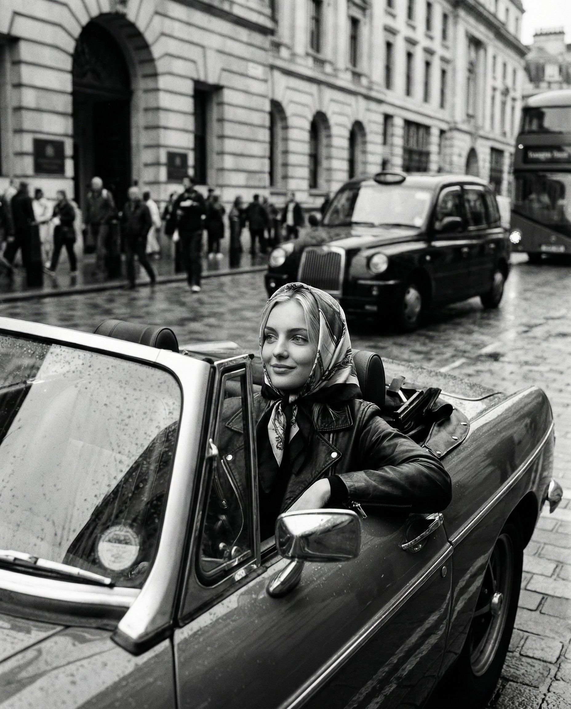 Nano Banana prompt: Black and white street photography of...