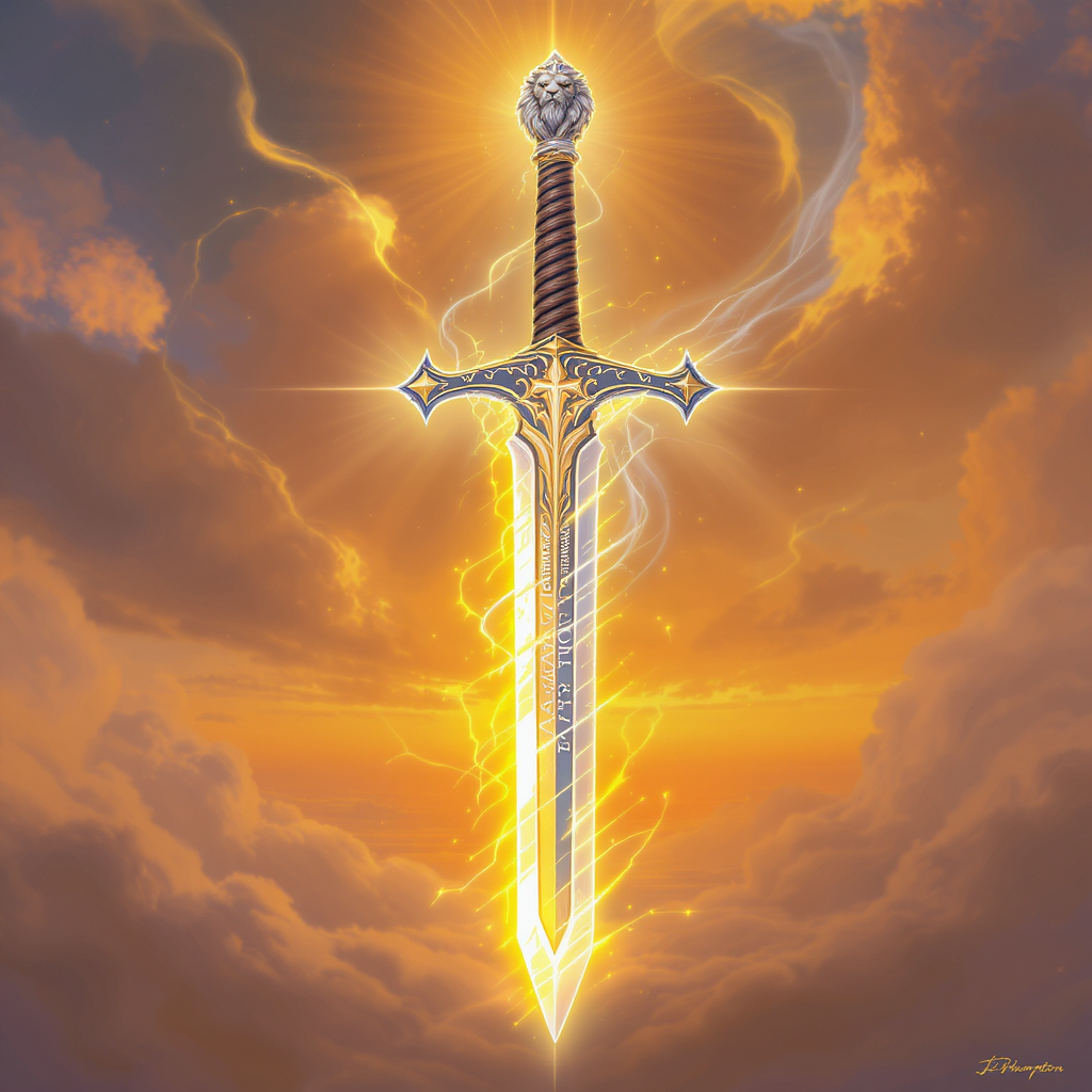 FLUX prompt: **sword inspired by Ephesians 6:17 (KJV)**,
