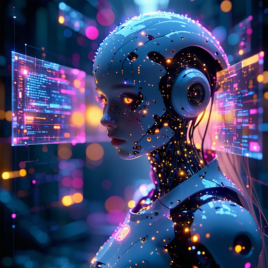 Stable Diffusion prompt: Create an abstract, futuristic scene depicting ...