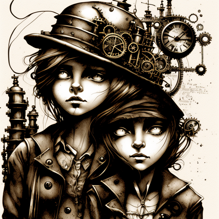 Openjourney prompt: illustration, a cute steampunk homele...
