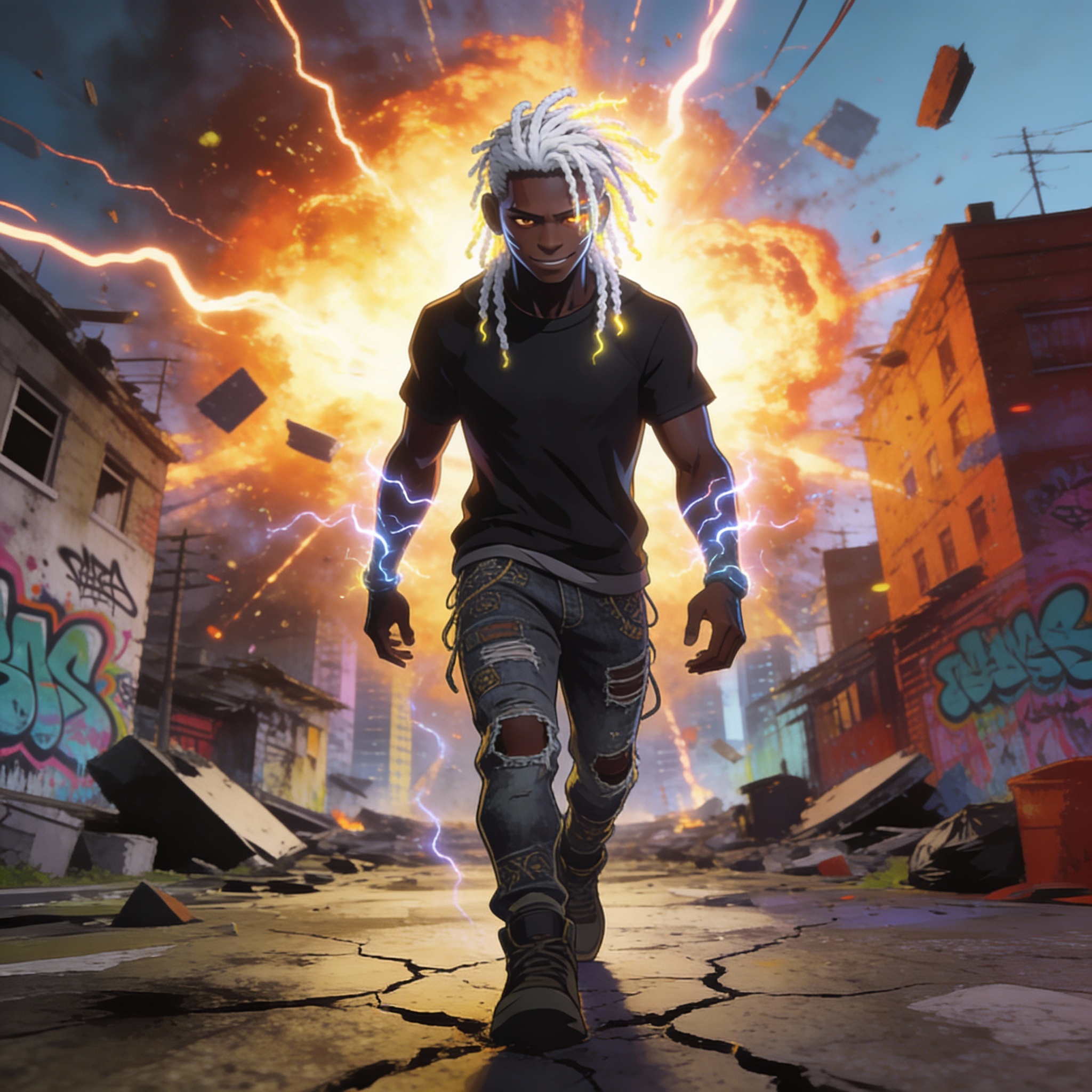 Seedream 4 prompt: A full body 3d illustrated black anime...