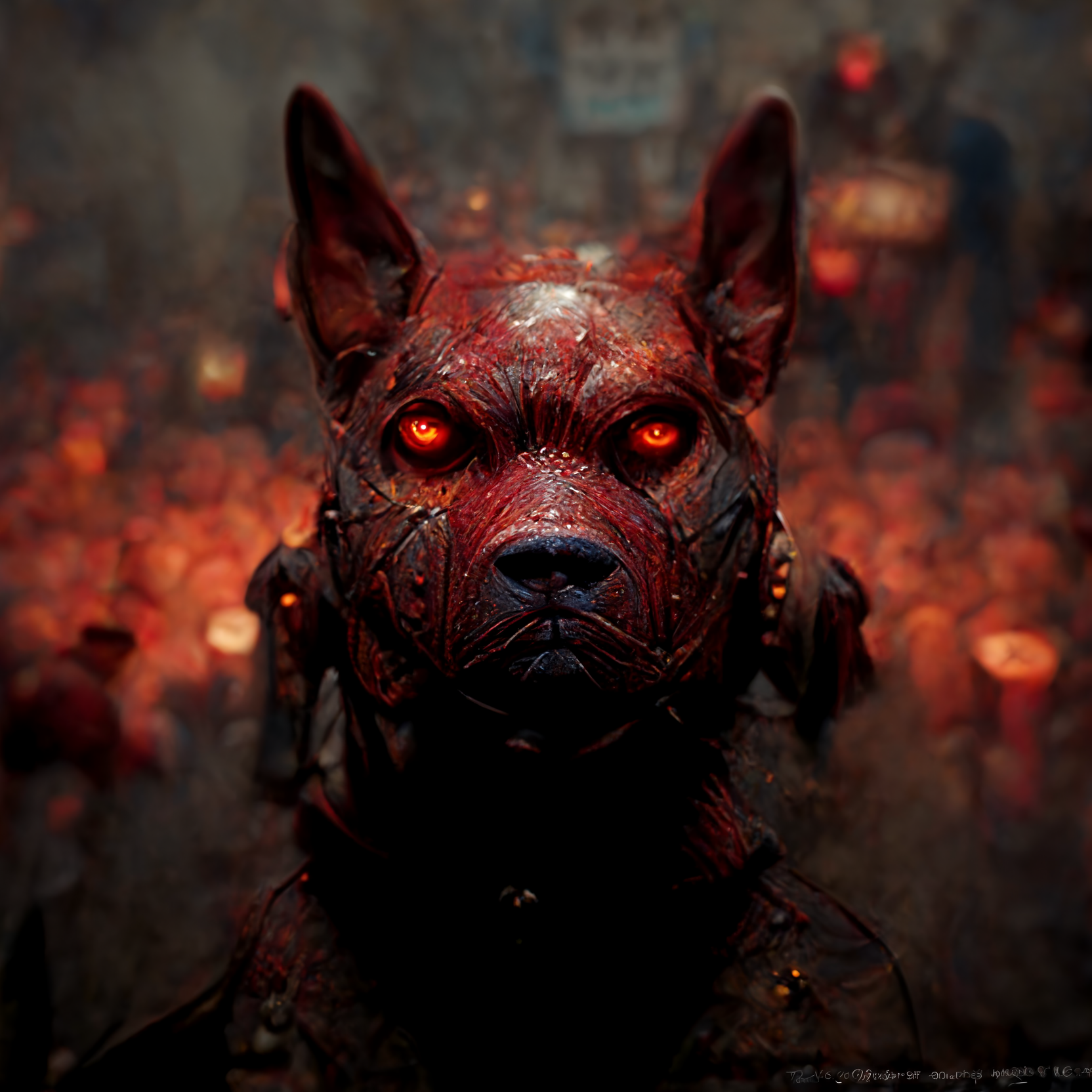 Midjourney prompt: helldog, cerberus, red dog, big dog, 3...
