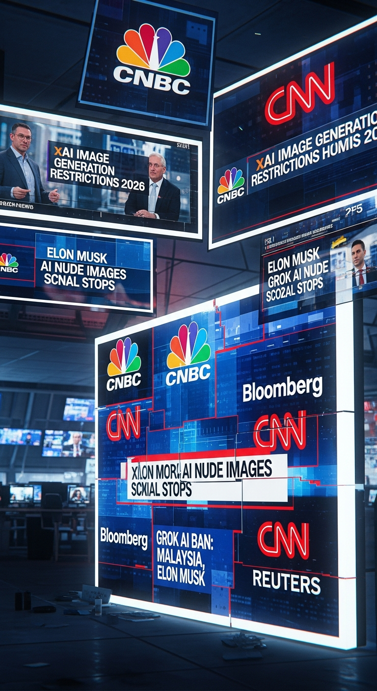 Google Imagen prompt: CNBC, CNN, Bloomberg, Reuters (xai-...