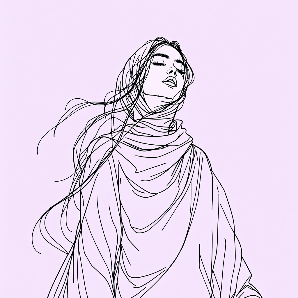 FLUX prompt: minimalist line art drawing of an Iranian Mu...