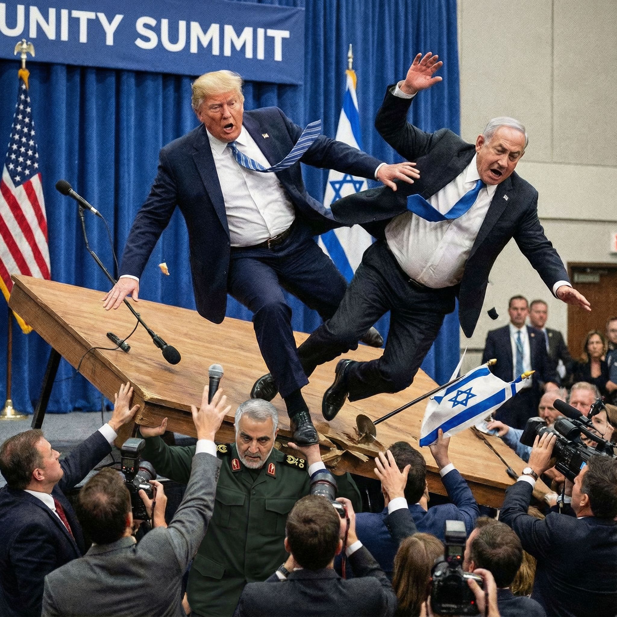 Nano Banana prompt: قاسم سلیمانی زده زیر سکو