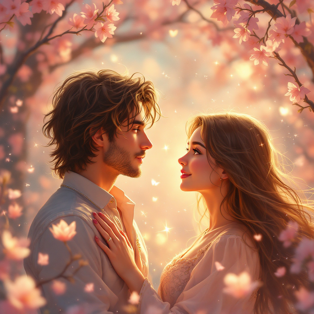 FLUX prompt: A tender scene of the hero and the girl shar...