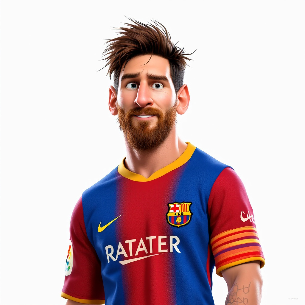 FLUX prompt: a lionel messi as a human characteristics as...