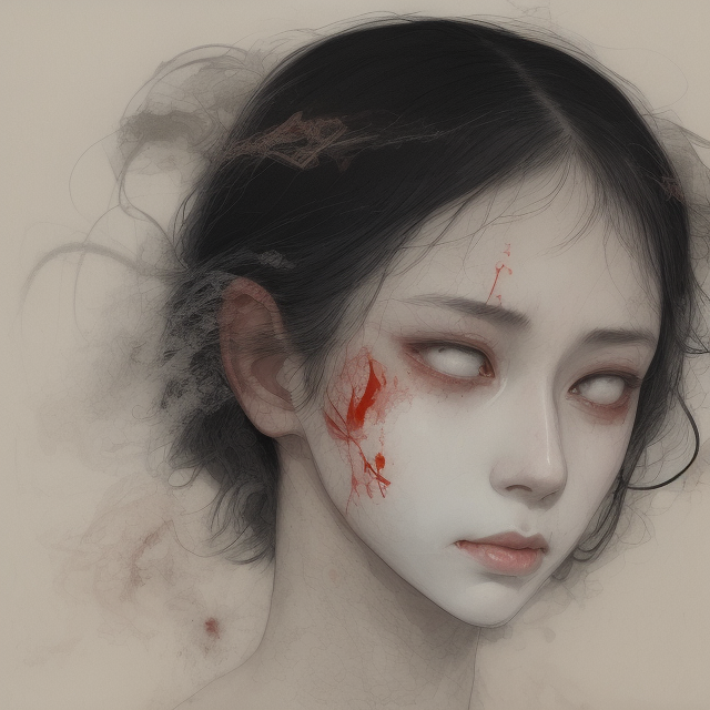 DreamShaper prompt: a single Woman crying blood, artwork ...