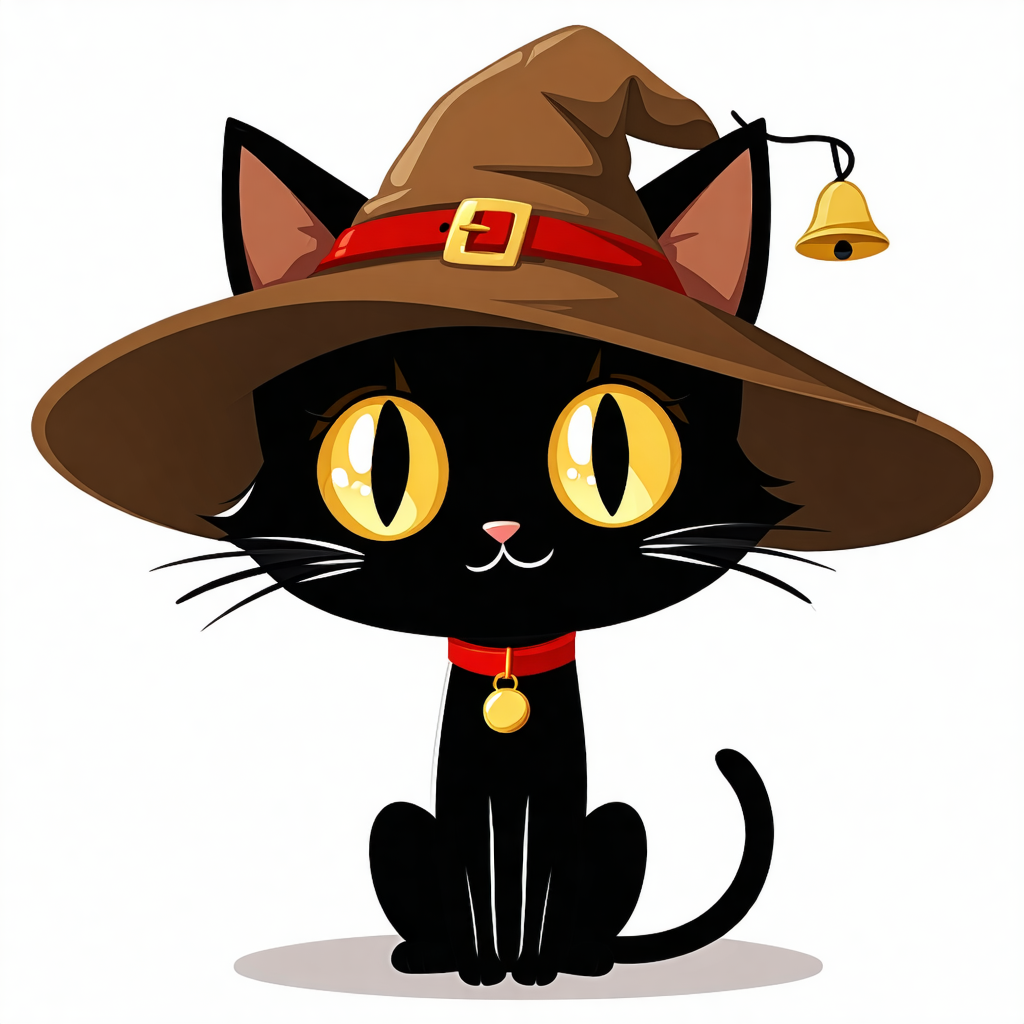 Stable Diffusion prompt: Cute cartoon black cat with larg...